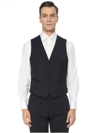 Pal Zileri Erkek Lacivert Yün Yelek 48 IT