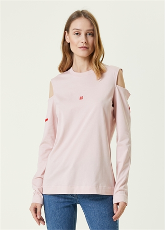 Givenchy Kadın Pembe Bisiklet Yaka Kesim Detaylı Sweatshirt S EU