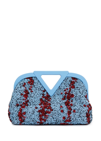 Bottega Veneta Kadın Point Mavi Desenli El Portföyü EU Bottega Veneta Kadın Point Mavi Desenli El Portföyü EU