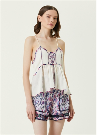 Etoile Isabel Marant Kadın Ekru İnce Askılı Nakışlı Bluz Bej 36 FR