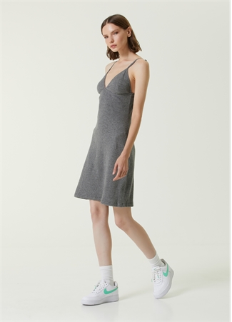 American Vintage Kadın Antrasit V Yaka Askılı Mini Elbise Gri S EU American Vintage Kadın Antrasit V Yaka Askılı Mini Elbise Gri S EU