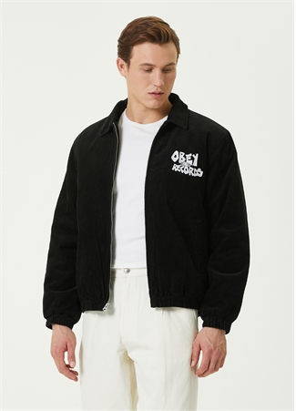 Obey Erkek Siyah Polo Yaka Kadife Mont S Eu