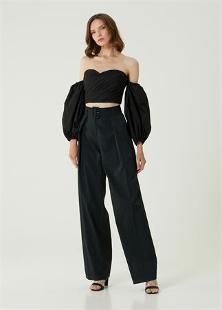 Academia Kadın Siyah Yüksek Bel Kemerli Pantolon 42