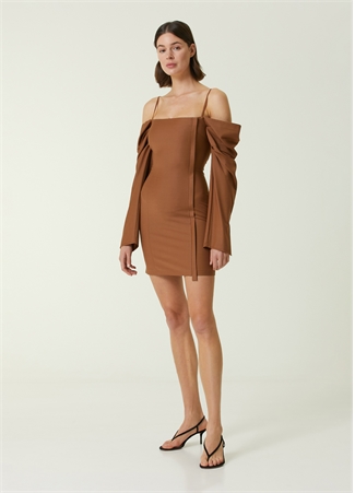 Mybestfriends Kadın Namon Camel Düşük Omuzlu Mini Elbise Kahverengi XS EU Mybestfriends Kadın Namon Camel Düşük Omuzlu Mini Elbise Kahverengi XS EU
