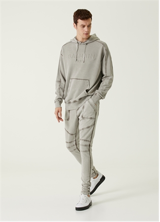 Balmain Erkek Gri Beli Kordonlu Logolu Jogger Eşofman Altı S EU Balmain Erkek Gri Beli Kordonlu Logolu Jogger Eşofman Altı S EU