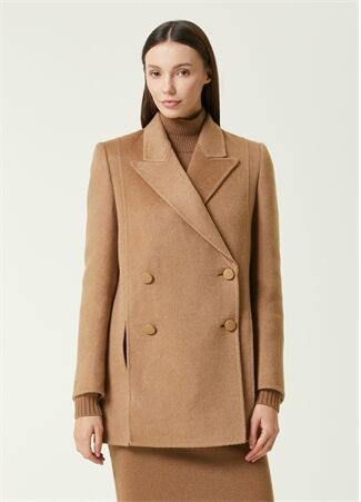 Fendi Kadın Camel Kruvaze Kaban Kahverengi 40 IT