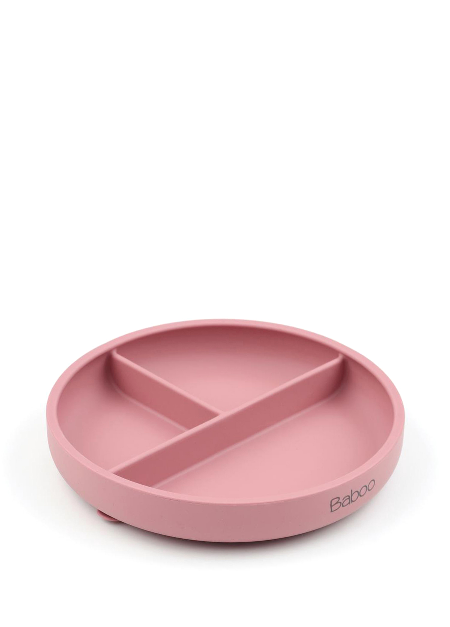 Baboo - Silicone Vacuum Pink Compartment Plate