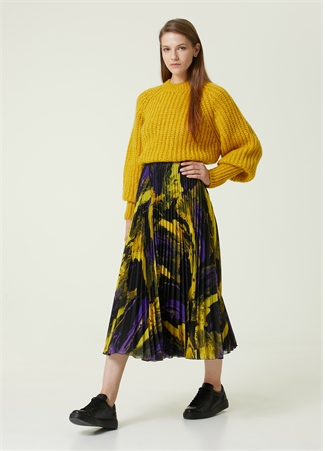 Beymen Club Kadın Neon Fırça Desenli Pilili Midi Etek Siyah 42 Beymen Club Kadın Neon Fırça Desenli Pilili Midi Etek Siyah 42