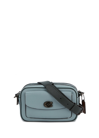 Coach Kadın Mavi Logolu Deri Omuz Çantası EU