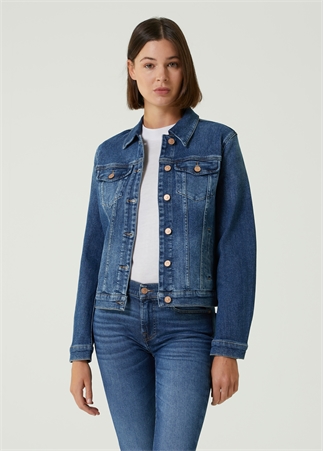 7 For All Mankind Kadın Lacivert Cep Detaylı Denim Ceket Mavi M EU 7 For All Mankind Kadın Lacivert Cep Detaylı Denim Ceket Mavi M EU