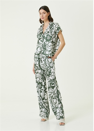 Beymen Collection Kadın Yeşil Beli Kordonlu Çini Desenli Pantolon 34 EU Beymen Collection Kadın Yeşil Beli Kordonlu Çini Desenli Pantolon 34 EU