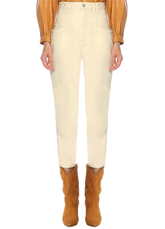 Isabel Marant Kadın Beyaz Yüksek Bel Jean Pantolon Bej 38 FR