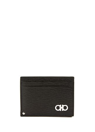 Salvatore Ferragamo Erkek Siyah Logolu Deri Kartlık EU