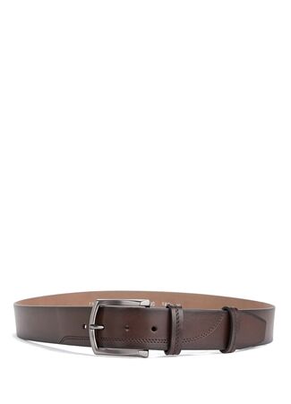 George Hogg Erkek Kahverengi Dikişli Deri Kemer 0 EU