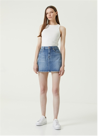 7 For All Mankind Kadın A Line Mini Jean Etek Lacivert 24 US 7 For All Mankind Kadın A Line Mini Jean Etek Lacivert 24 US