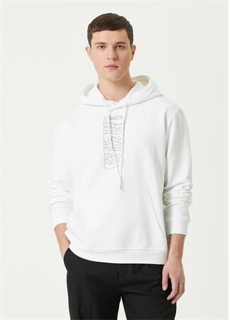 Allsaints Erkek Freeq Beyaz Kapüşonlu Sweatshirt XS EU