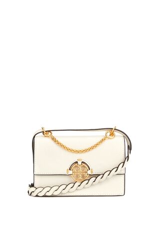 Tory Burch Kadın Beyaz Logolu Deri Omuz Çantası EU