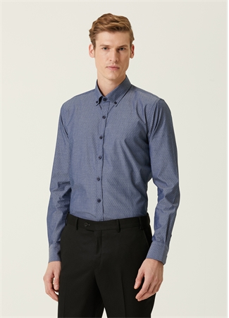 Beymen Erkek Slim Fit Mavi Mikro Desenli Gömlek Lacivert S EU Beymen Erkek Slim Fit Mavi Mikro Desenli Gömlek Lacivert S EU