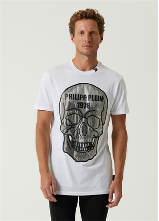 Philipp Plein Erkek Beyaz Kuru Kafa Detaylı Logolu T-shirt M EU Philipp Plein Erkek Beyaz Kuru Kafa Detaylı Logolu T-shirt M EU