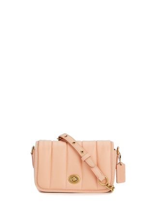 Coach Kadın Altın Rengi Kapitoneli Deri Omuz Çantası Pembe EU Coach Kadın Altın Rengi Kapitoneli Deri Omuz Çantası Pembe EU