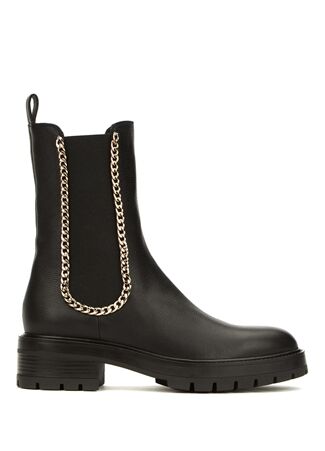 Aquazzura Kadın Mason Siyah Zincir Detaylı Deri Bot 40 EU
