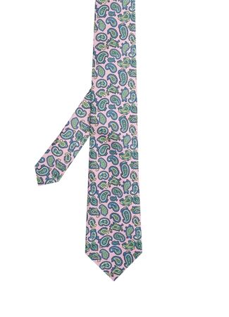 Etro Erkek Pembe Mavi Şal Desenli İpek Kravat EU Etro Erkek Pembe Mavi Şal Desenli İpek Kravat EU