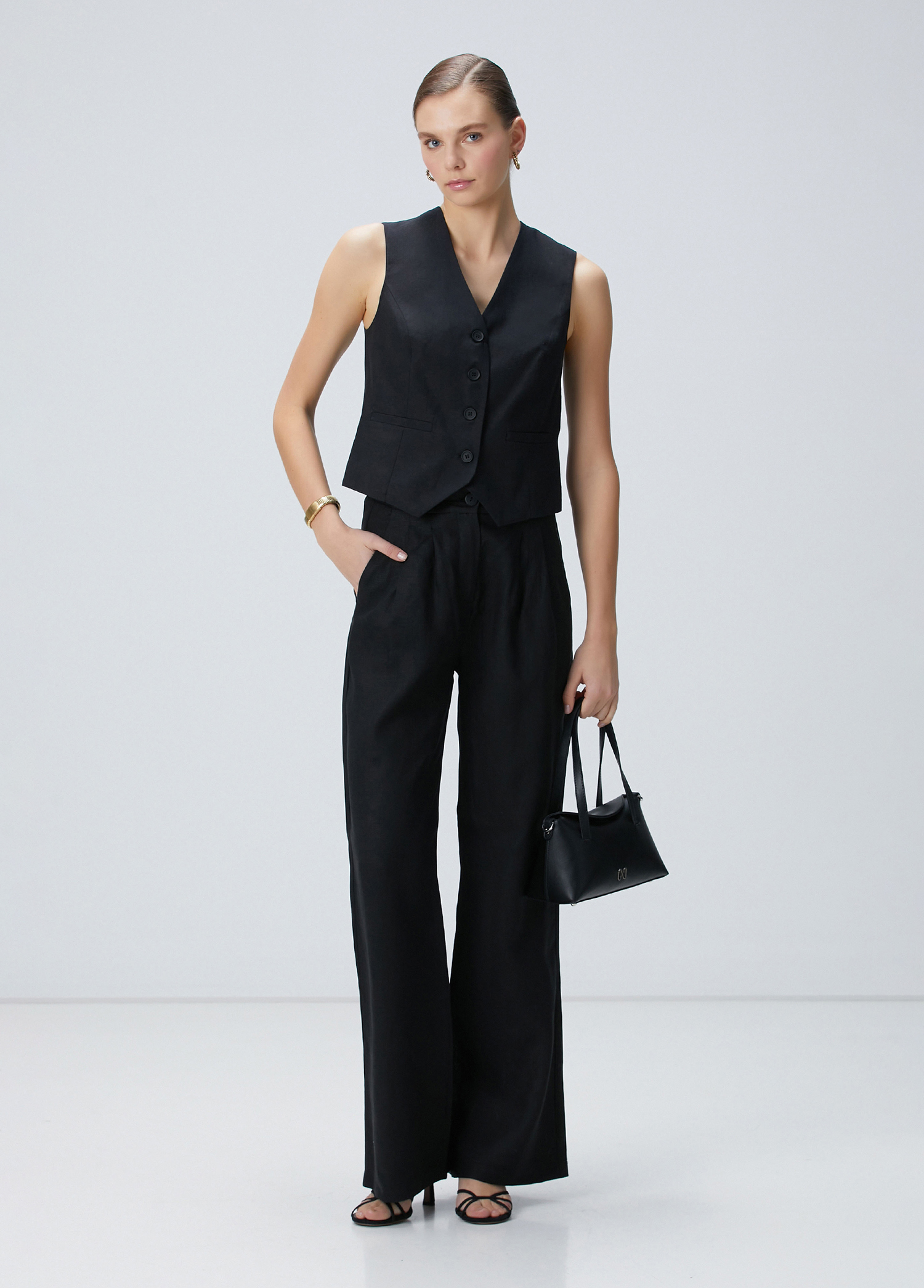 Network Siyah Kadın Siyah Keten Pantolon 1664010 | Beymen