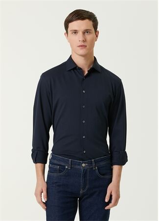 Zegna Erkek Lacivert Jersey Gömlek L IT