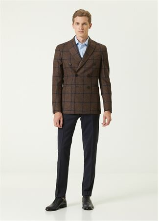 Pal Zileri Erkek Lacivert Dar Paça Yün Pantolon 50 IT