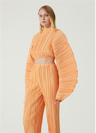 Cult Gaia Kadın Somon Pilili Crop Bluz Turuncu XS EU Cult Gaia Kadın Somon Pilili Crop Bluz Turuncu XS EU