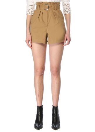 Maje Kadın Kamel Yüksek Bel Kemerli Şort Kahverengi 34 FR