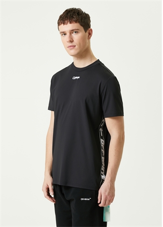 Off-White Erkek Siyah Şerit Logo Detaylı T-shirt L EU Off-White Erkek Siyah Şerit Logo Detaylı T-shirt L EU
