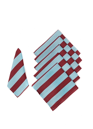 La Doublej Large 6lı Bordo Mavi Çizgili Keten Peçete Seti La Doublej Large 6lı Bordo Mavi Çizgili Keten Peçete Seti