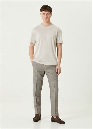 Zegna Erkek Kahverengi Ekoseli Yün Pantolon 48 It