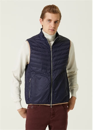 Brunello Cucinelli Erkek Lacivert Dik Yaka Puff Yelek M EU Brunello Cucinelli Erkek Lacivert Dik Yaka Puff Yelek M EU