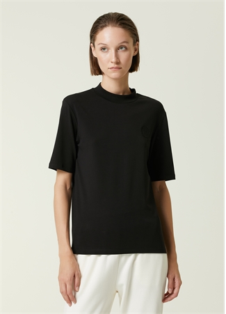 Beymen Collection Kadın Siyah Bisiklet Yaka Logolu T-shirt S