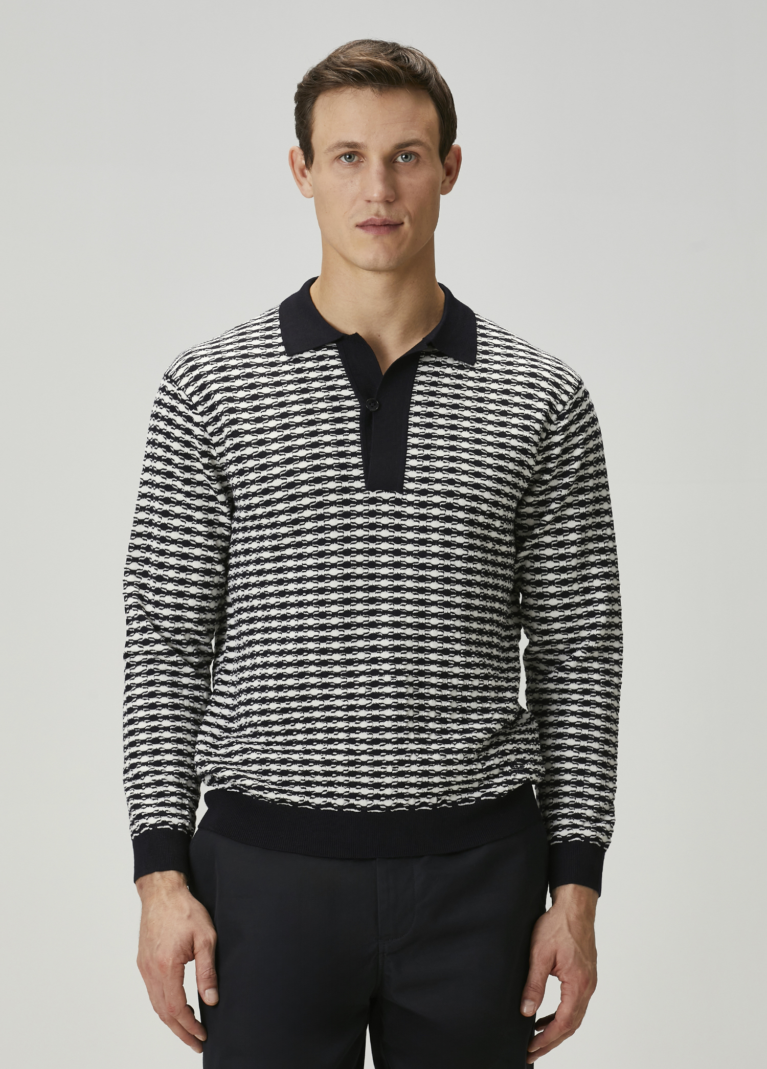 Emporio Armani Lacivert-Beyaz Erkek Lacivert Beyaz Jakarlı Polo Yaka ...