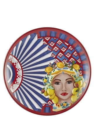 Chiara Alessi Positano Kadın Yüz Desenli Tabak Mavi Chiara Alessi Positano Kadın Yüz Desenli Tabak Mavi