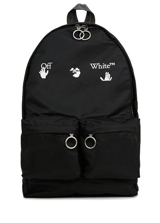 Off-White Erkek Siyah Logolu Sırt Çantası EU