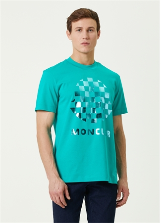 Moncler Erkek Yeşil Metalik Logolu T-shirt M EU Moncler Erkek Yeşil Metalik Logolu T-shirt M EU