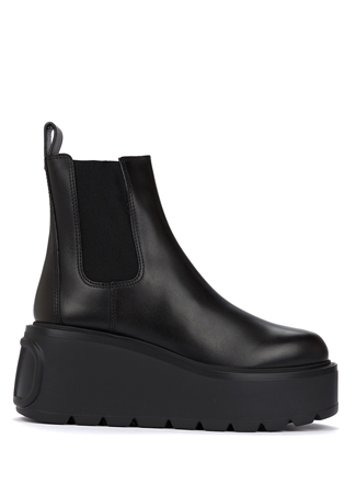 Valentino Garavani Kadın Siyah Kalın Tabanlı Deri Bot 38 EU