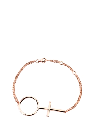 Her Story Kadın Sembol Detaylı Altın Rengi Bileklik Pembe EU