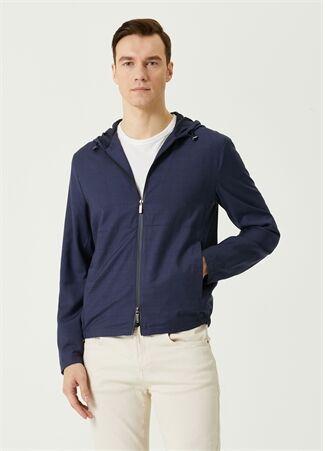 Maurizio Baldassari Erkek Mavi Kapüşonlu Yün Mont 52 IT