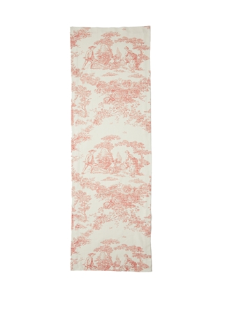 Maisonb Toile de Jouy Kırmızı Desenli Keten Runner Çok Renkli