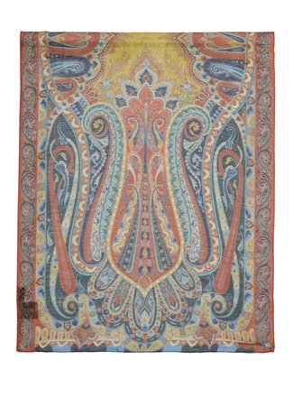 Etro Erkek Kahverengi Etnik Desenli Keten Atkı EU