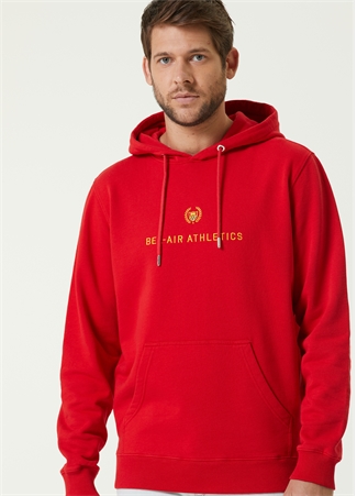 Bel-Air Erkek Kırmızı Kapüşonlu Logolu Sweatshirt S EU Bel-Air Erkek Kırmızı Kapüşonlu Logolu Sweatshirt S EU