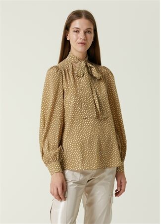 Beymen Club Kadın Bej Fularlı Puantiyeli İpek Bluz XS Beymen Club Kadın Bej Fularlı Puantiyeli İpek Bluz XS