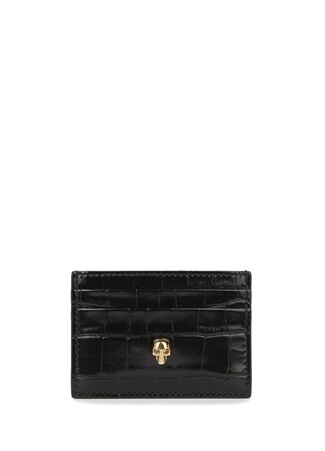 Alexander McQueen Kadın Siyah Krokodil Deri Kartlık EU