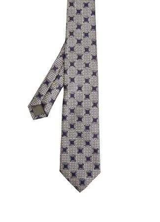 Canali Erkek Vizon Geometrik Desenli İpek Kravat EU
