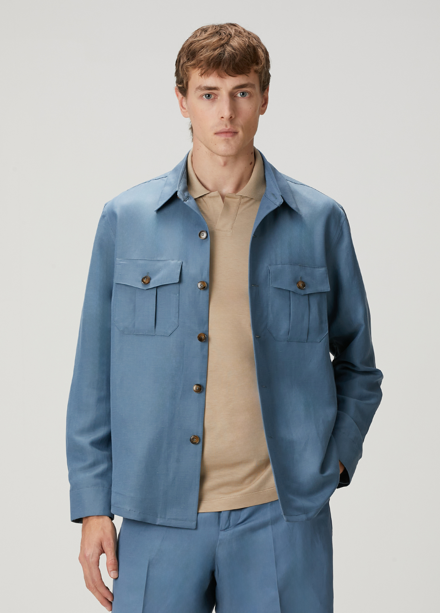 Light Blue Canali Light Blue Men Light Blue Linen Jacket 1776271 | Beymen